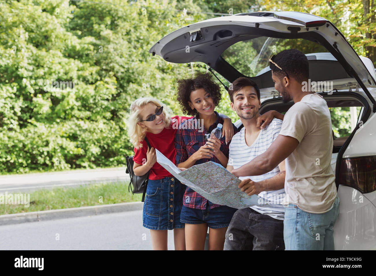 Happy traveling together concept Stock Photo - Alamy