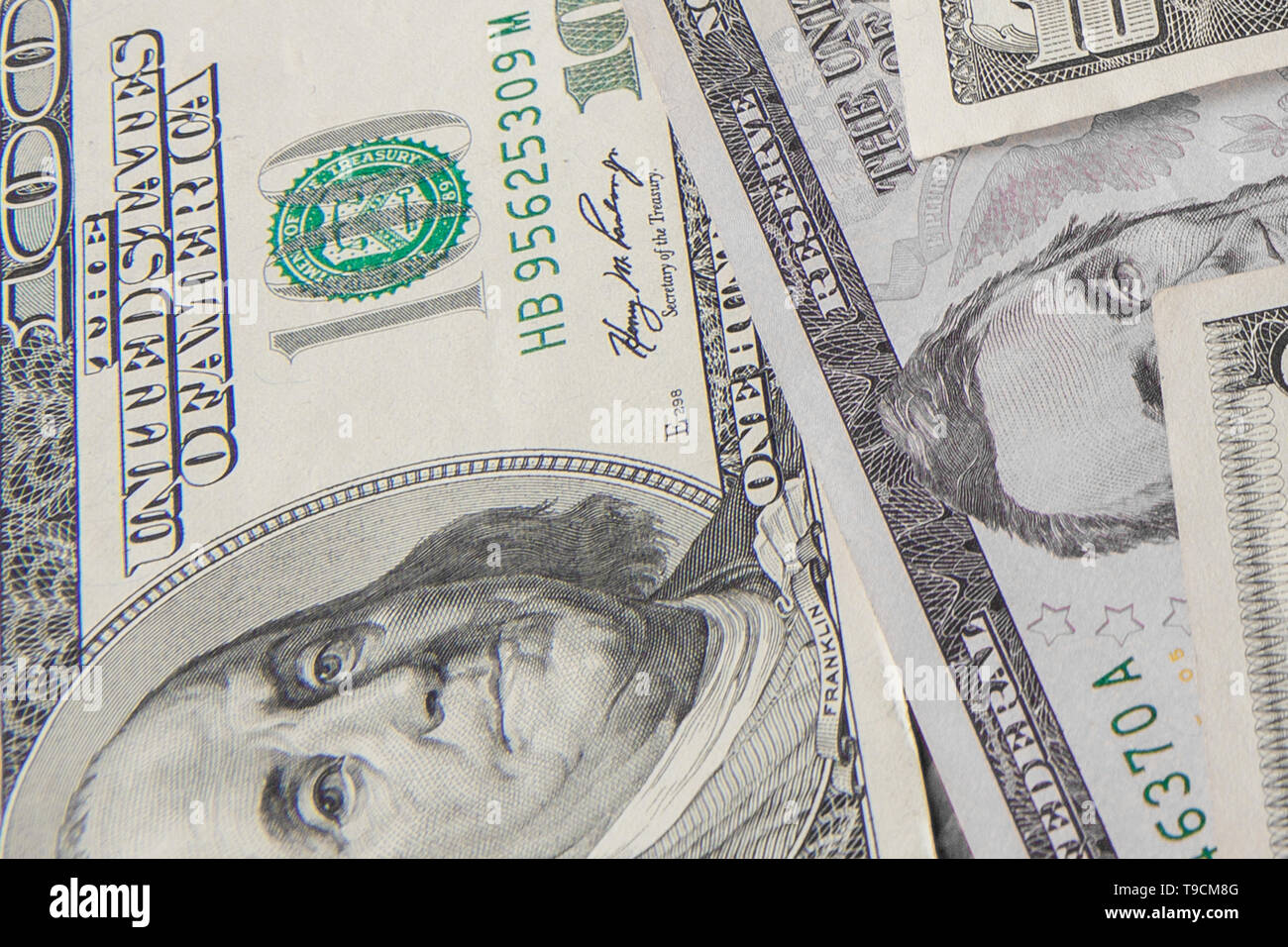 Mixed dollar, money background. Close up of dollars background Stock ...