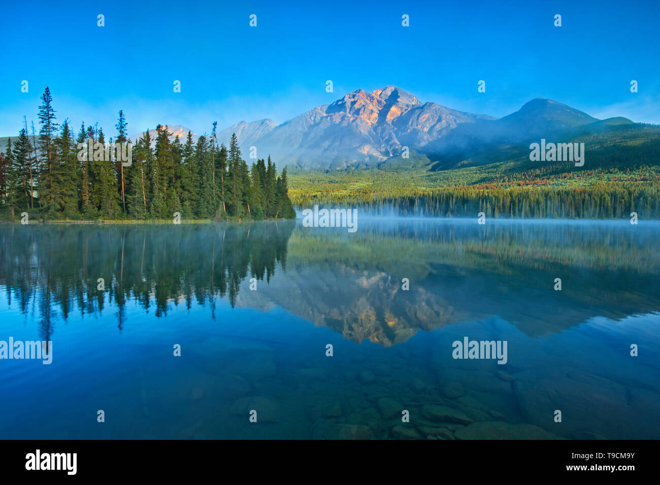 Pyramid Mountain and Pyramid Lake Jasper National PArk Alberta Canada ...
