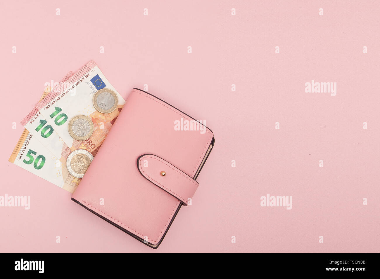 Wallet with Euro Currency on a Vibrant Blue Background. Business ...