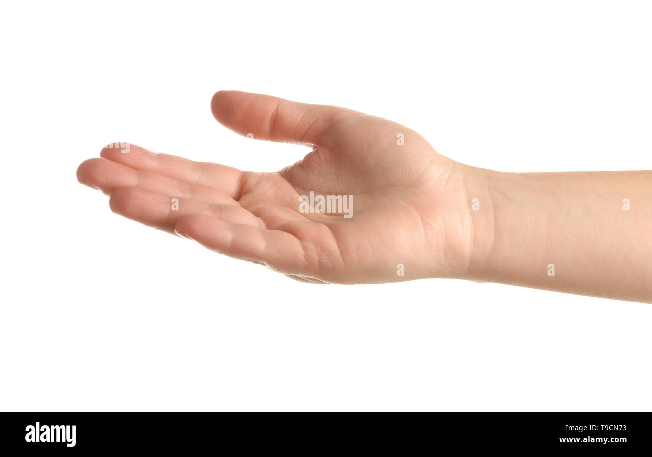 Female hand on white background Stock Photo - Alamy