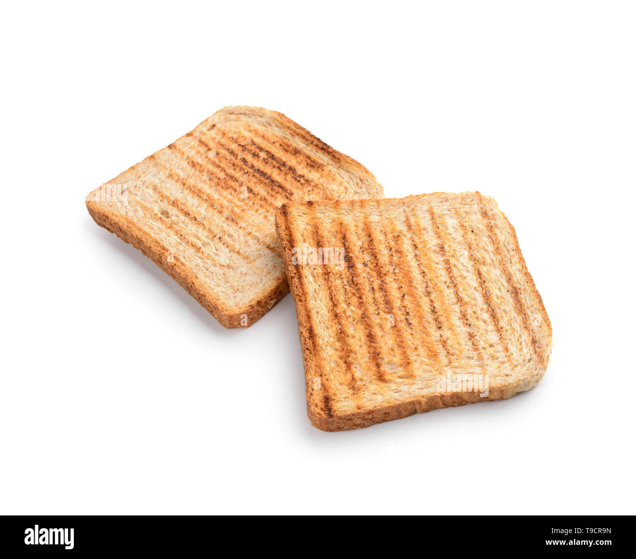 Tasty toasted bread on white background Stock Photo - Alamy