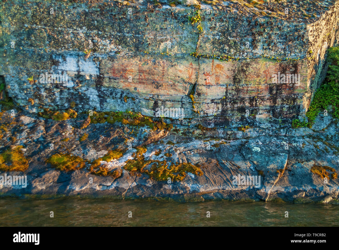Pictographs on precambrian rock on Lake of the Woods Morson Ontario ...