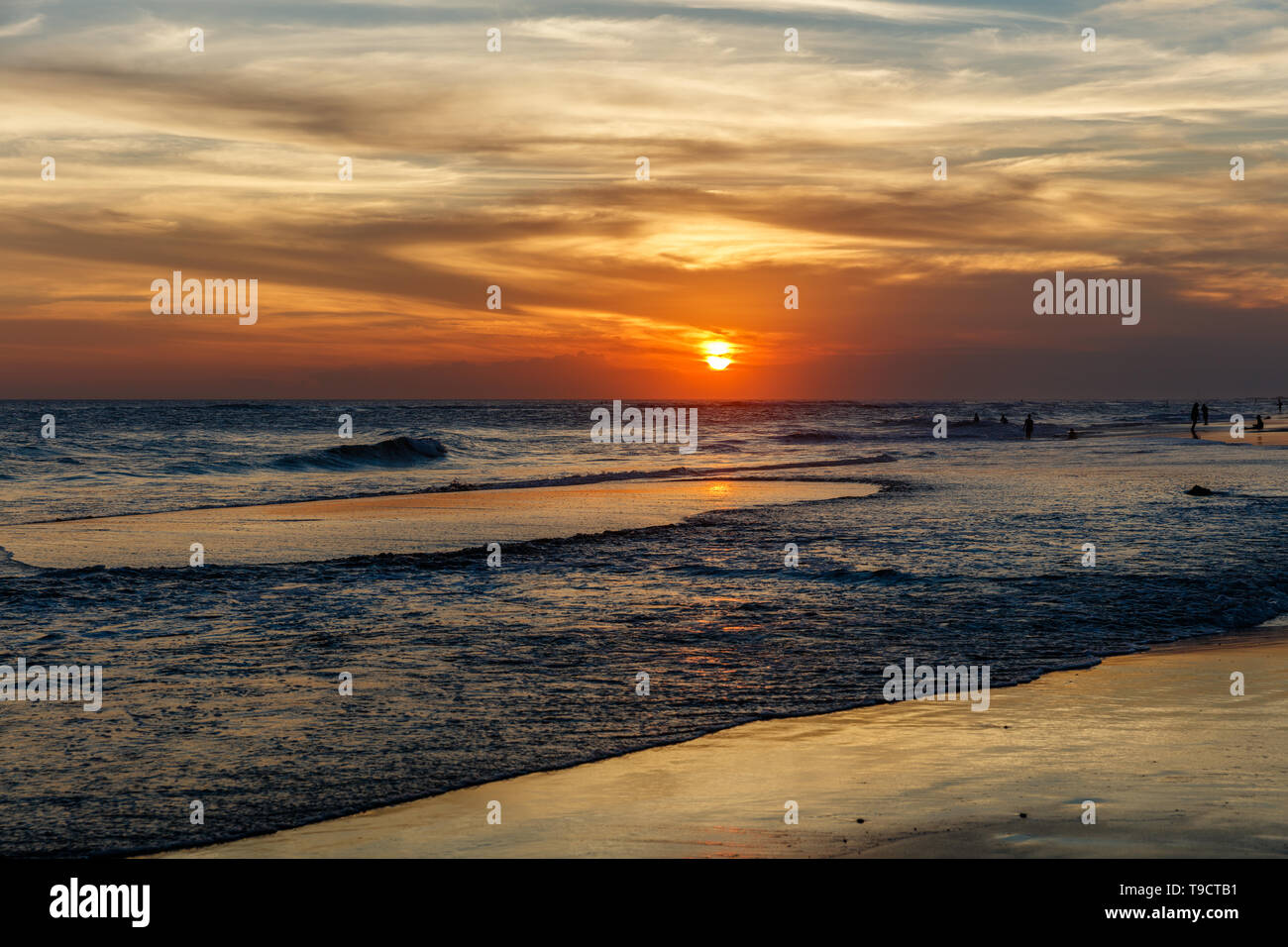 Berawa beach (Pantai Berawa) at sunset. Canggu, Bali, Indonesia Stock ...