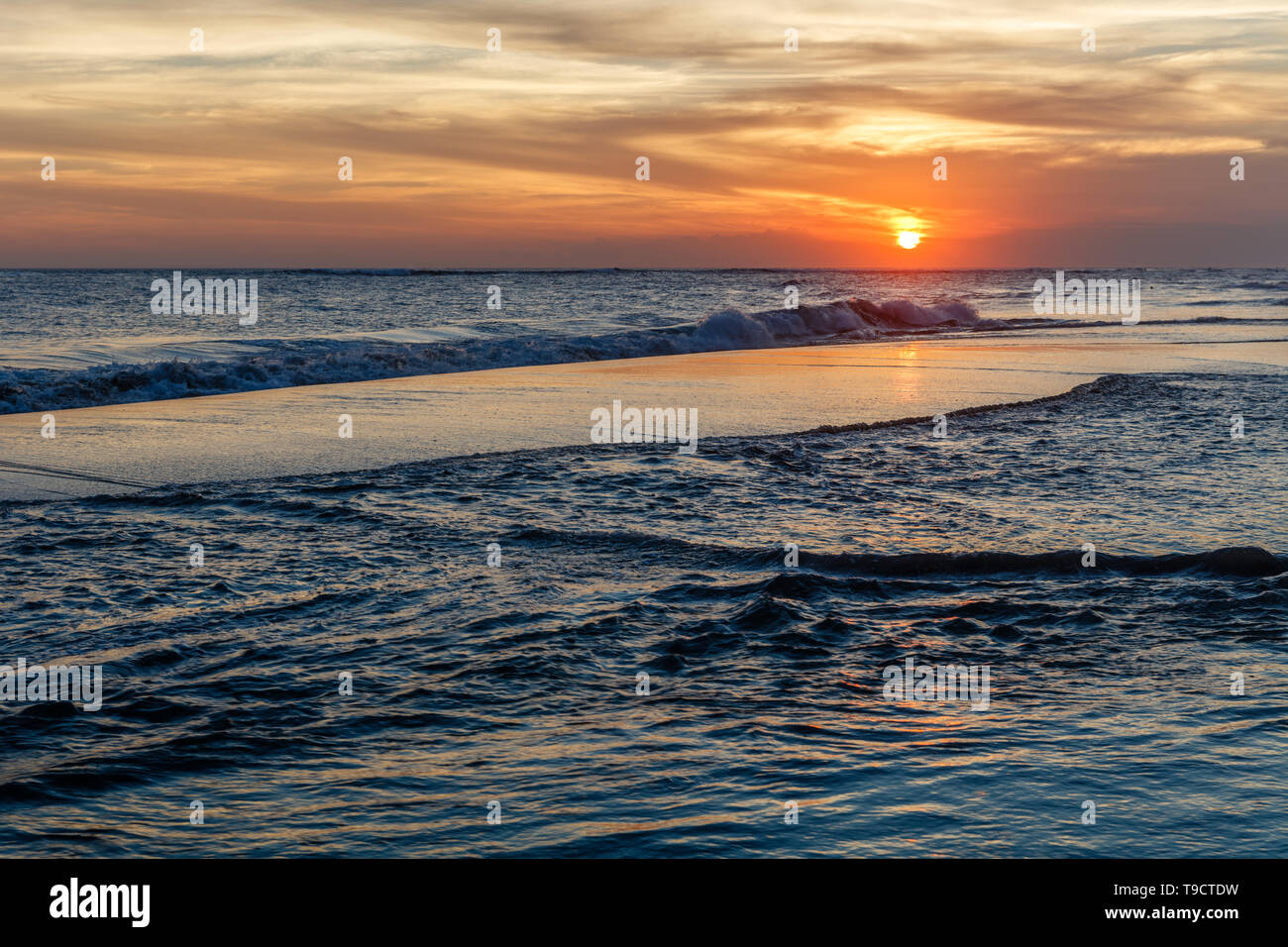 Berawa beach (Pantai Berawa) at sunset. Canggu, Bali, Indonesia Stock ...
