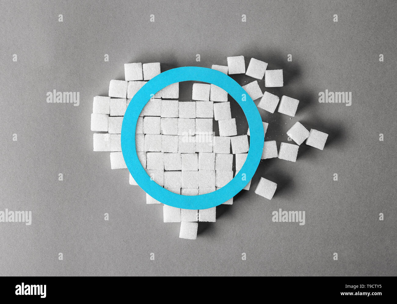 Heart made of sugar cubes on grey background. Diabetes concept Stock ...