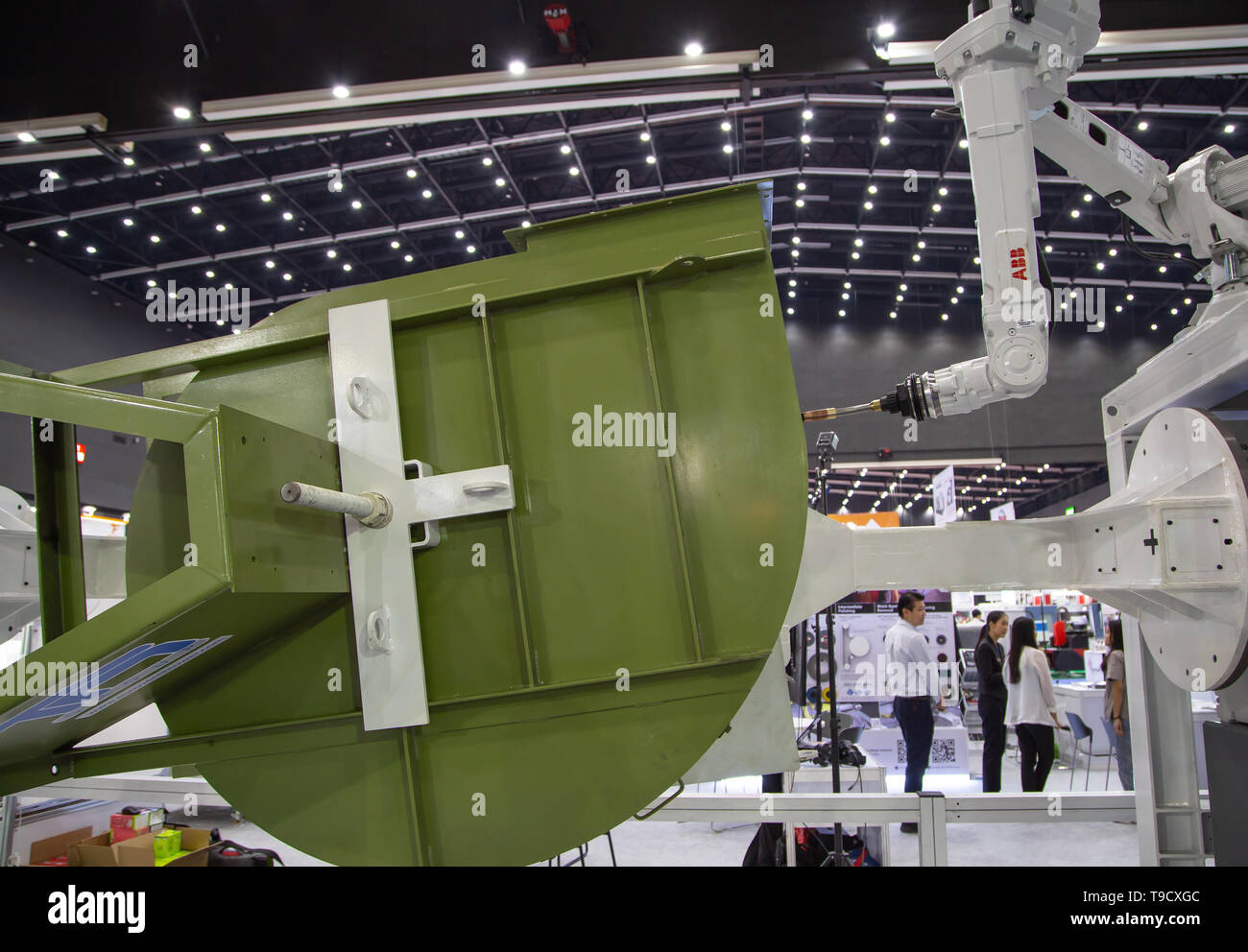 Bangkok, Thailand - May 10, 2019: Robotic welding arm welding large ...