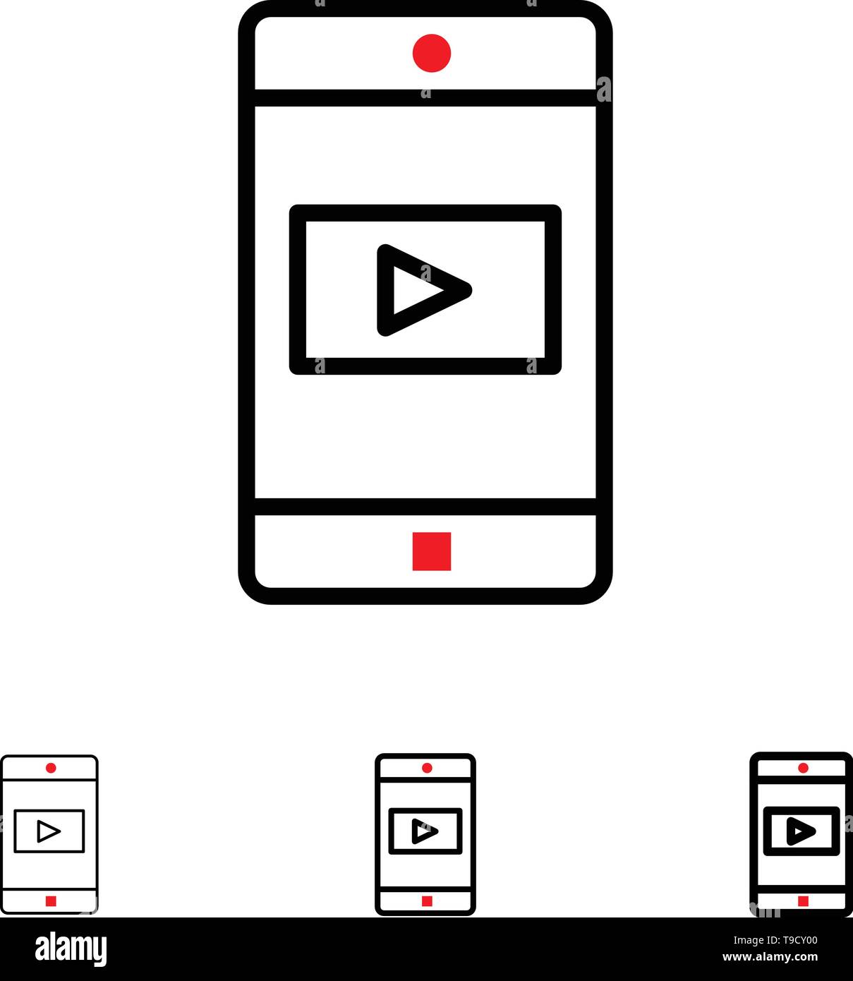 Application, Mobile, Mobile Application, Video Bold and thin black line ...