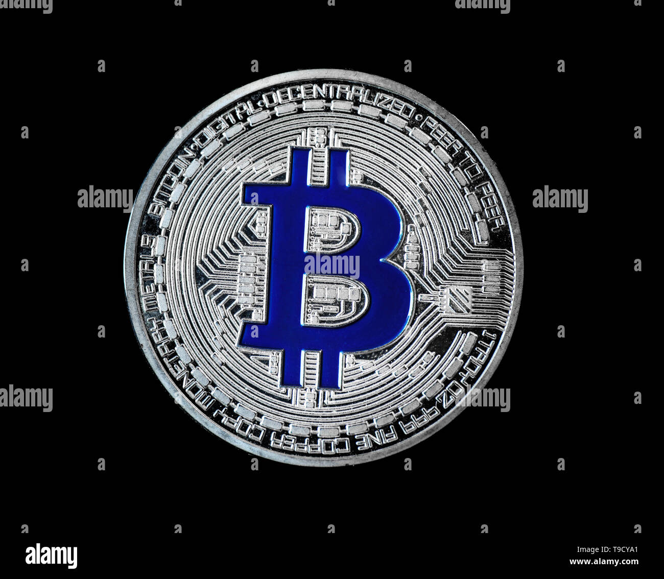 Bitcoin on black background Stock Photo - Alamy