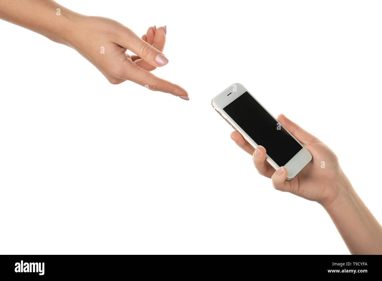 Passing the phone hi-res stock photography and images - Alamy