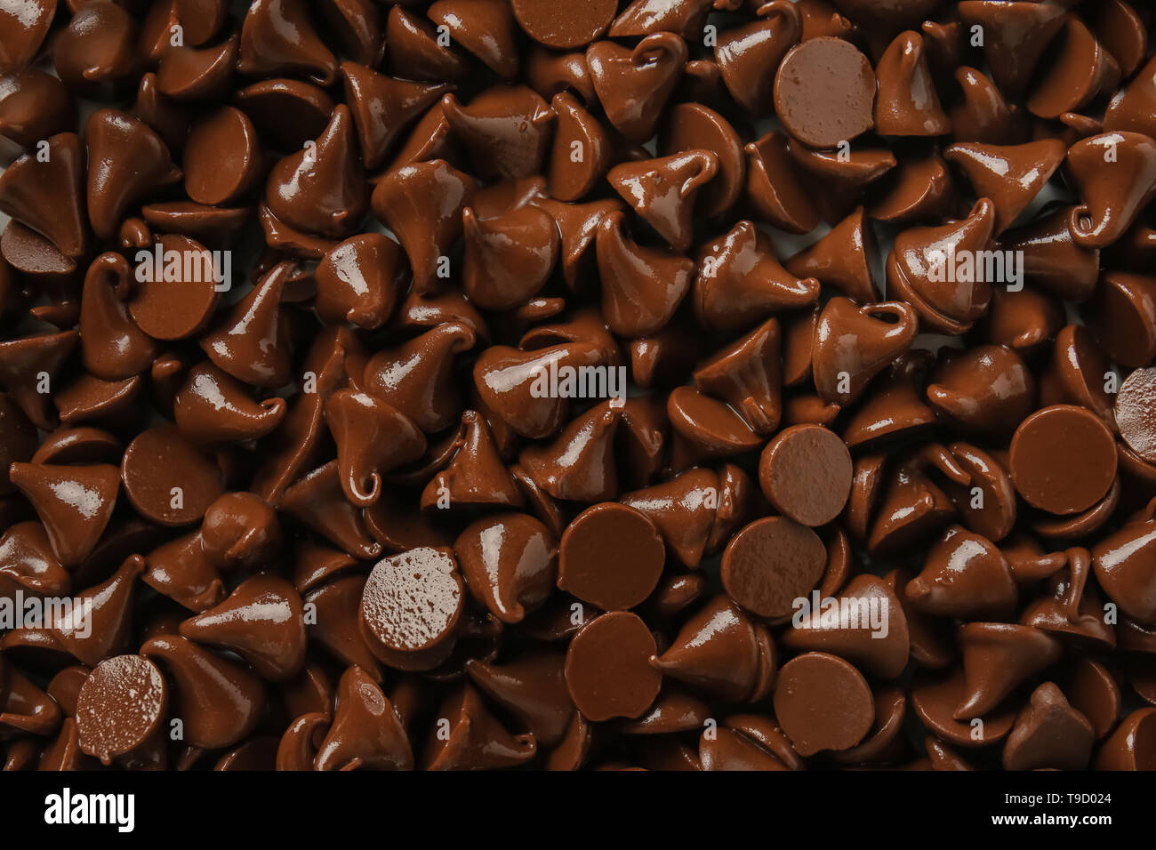 Delicious chocolate chips, top view Stock Photo - Alamy