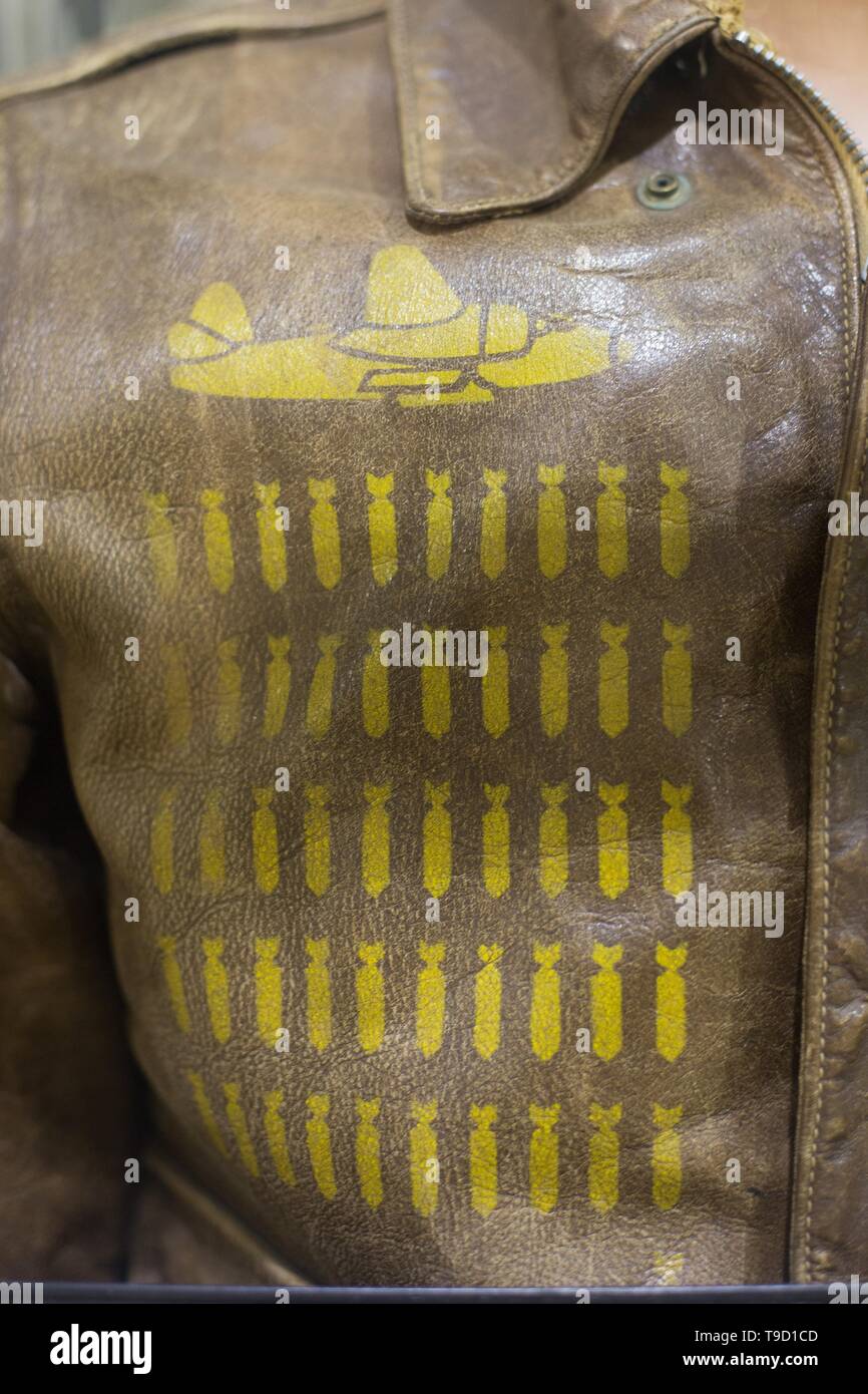 A leather WWII pilot's jacket on display at the Oregon Air and Space ...