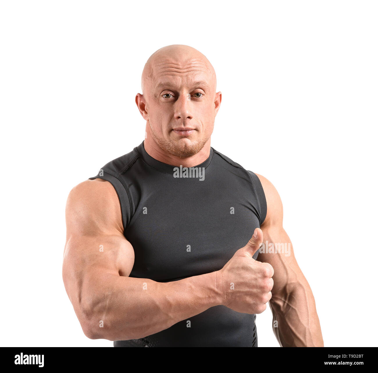 Muscular bodybuilder on white background Stock Photo - Alamy