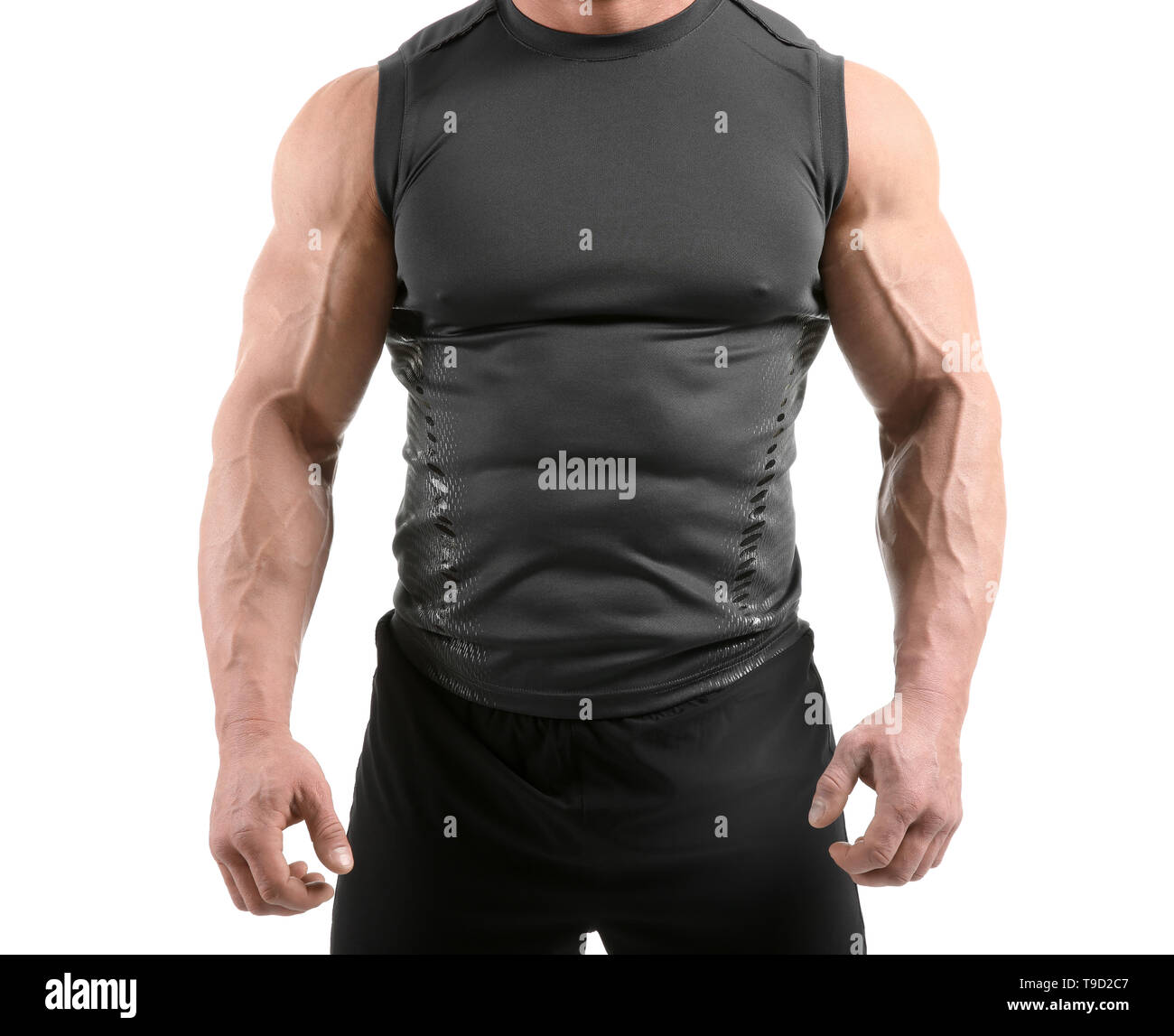 Muscular bodybuilder on white background Stock Photo - Alamy