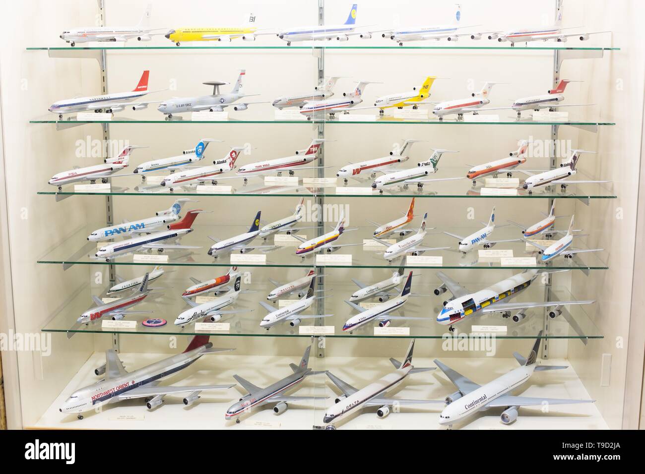 Shelves of model airplanes on display at the Oregon Air and Space ...