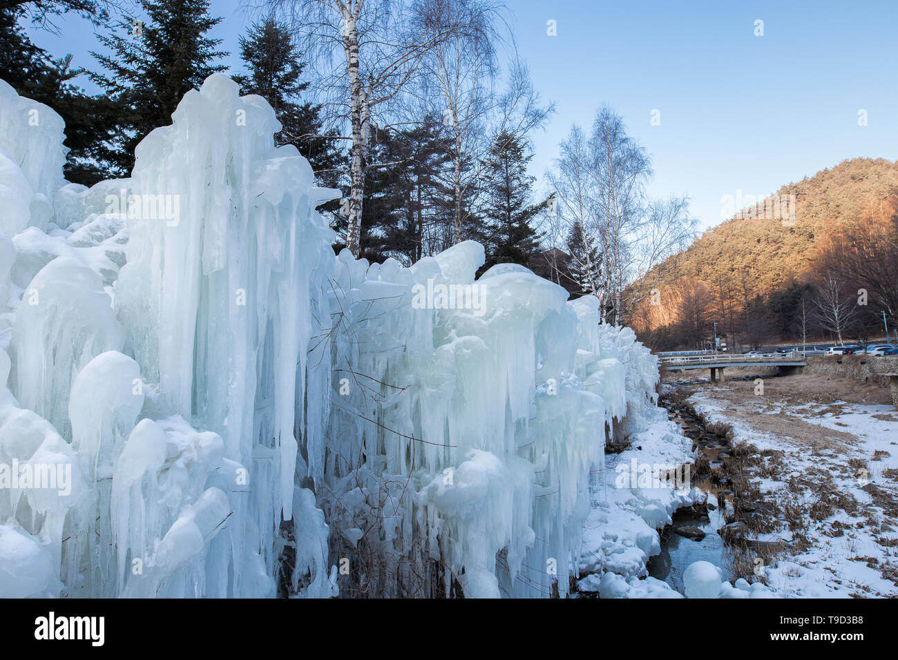 A landscape of thick ice in a mountainous terrain Stock Photo - Alamy
