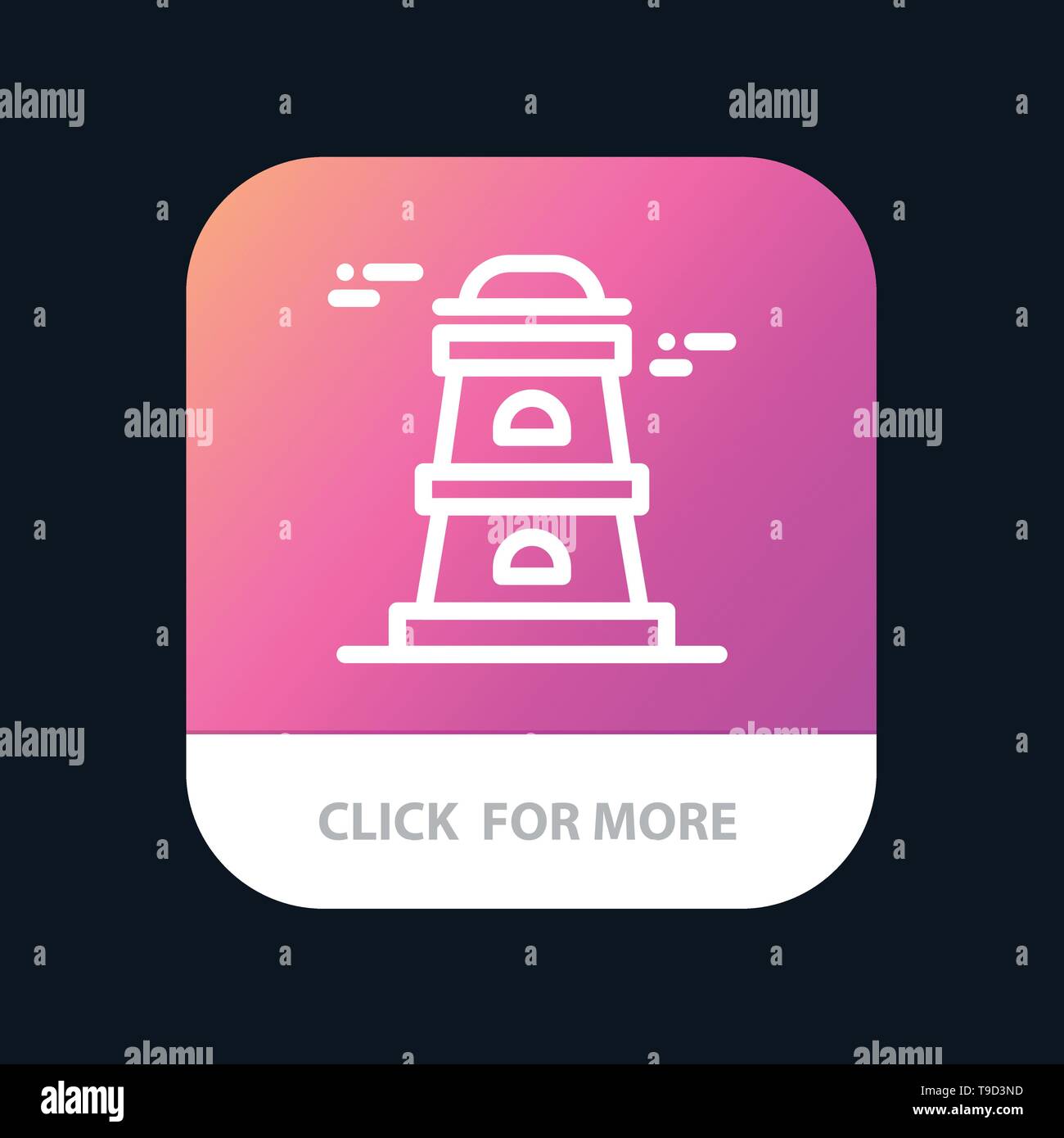 Observatory, Tower, Watchtower Mobile App Button. Android and IOS Line ...