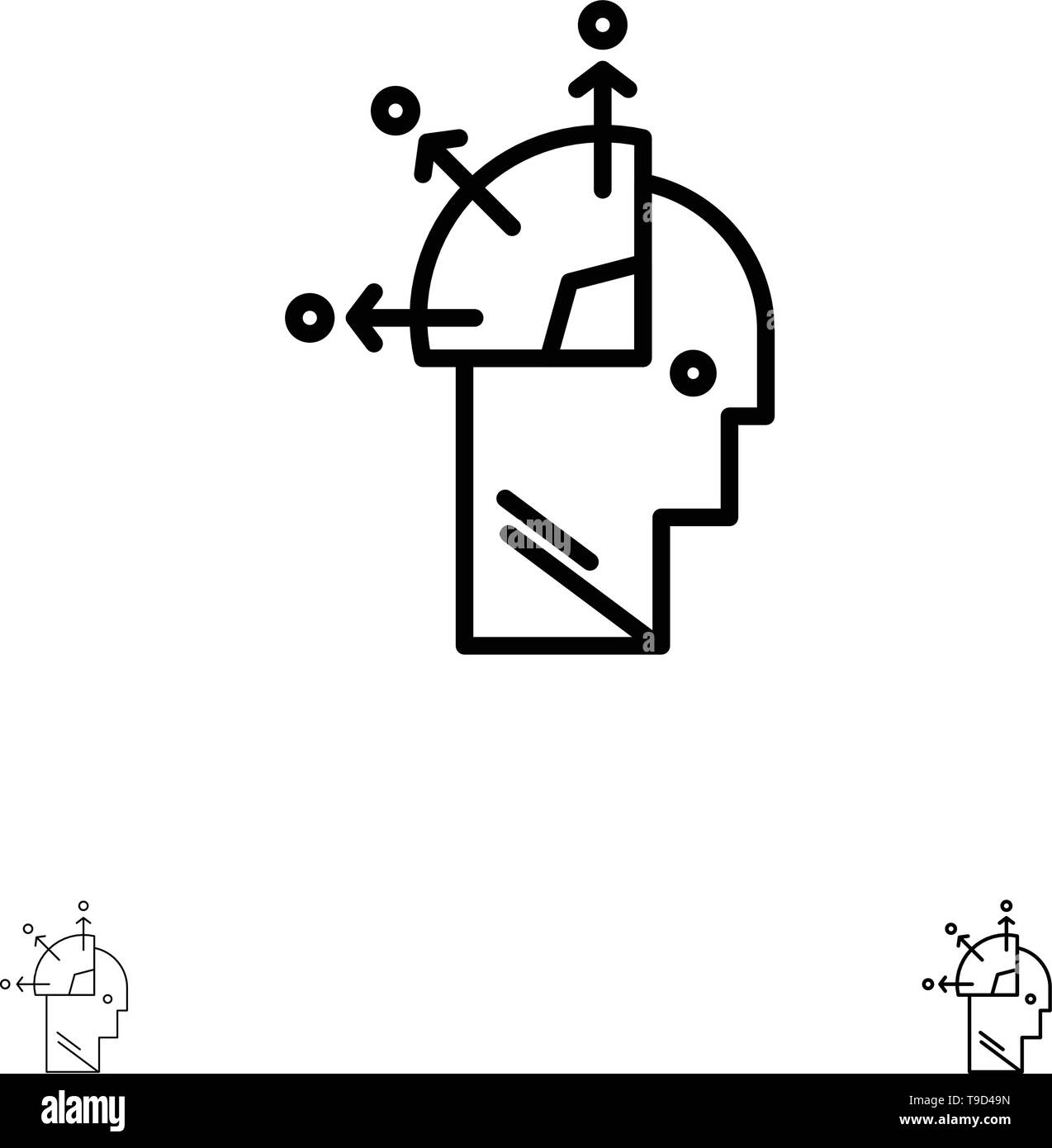 User, Man, Mind Programming, Art Bold and thin black line icon set ...