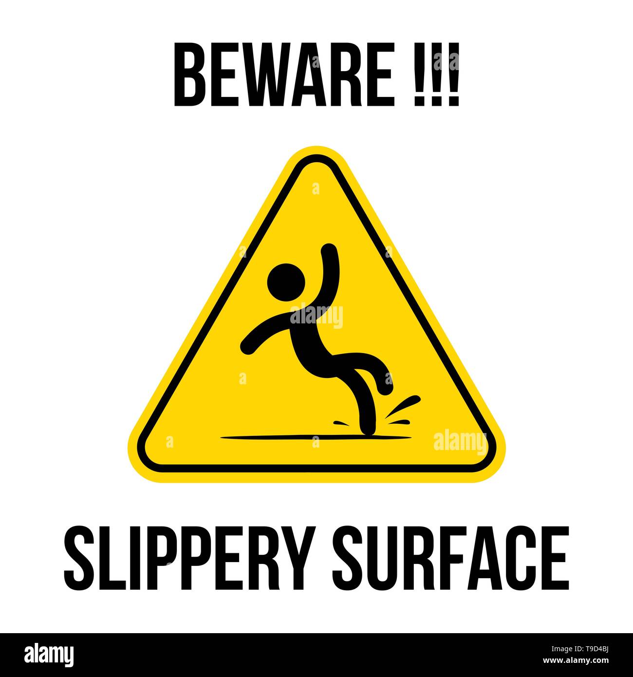 Warning Sign Slippery Road In Stock Photos & Warning Sign Slippery Road ...