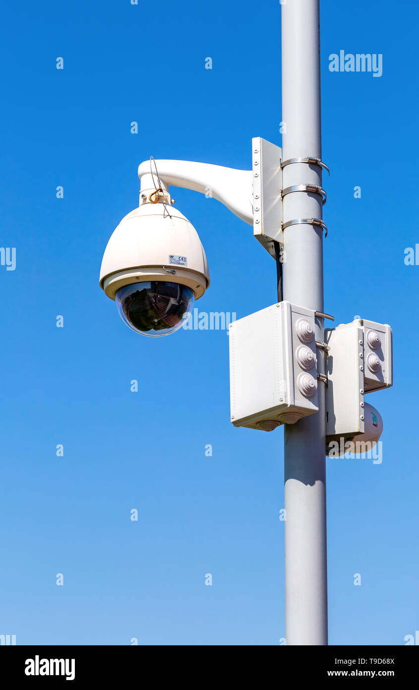 Samara, Russia - May 10, 2019: Surveillance CCTV cameras mounted on ...