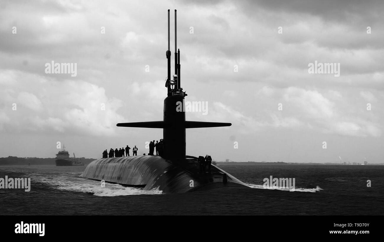 The Ohio-class ballistic-missile submarine USS Rhode Island (SSBN 740 ...