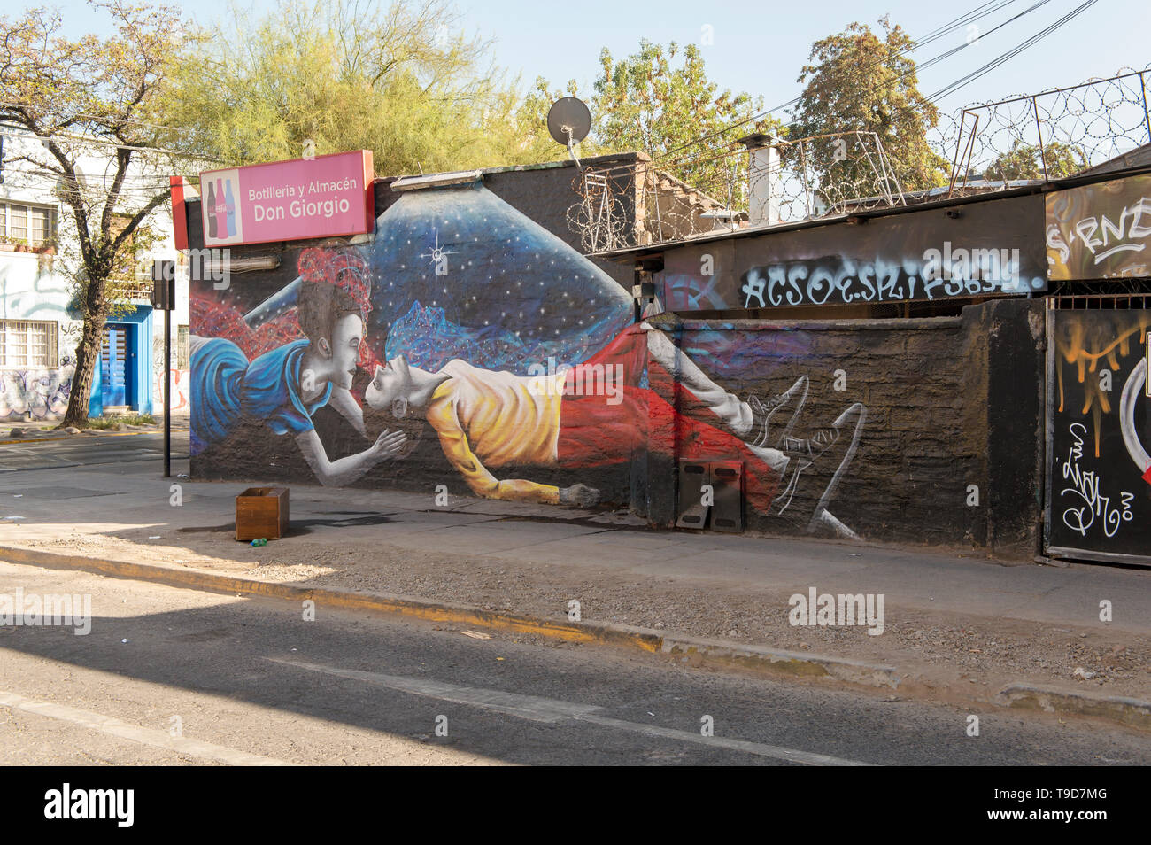 Street art mural, Barrio Bellavista, Santiago, Chile Stock Photo - Alamy