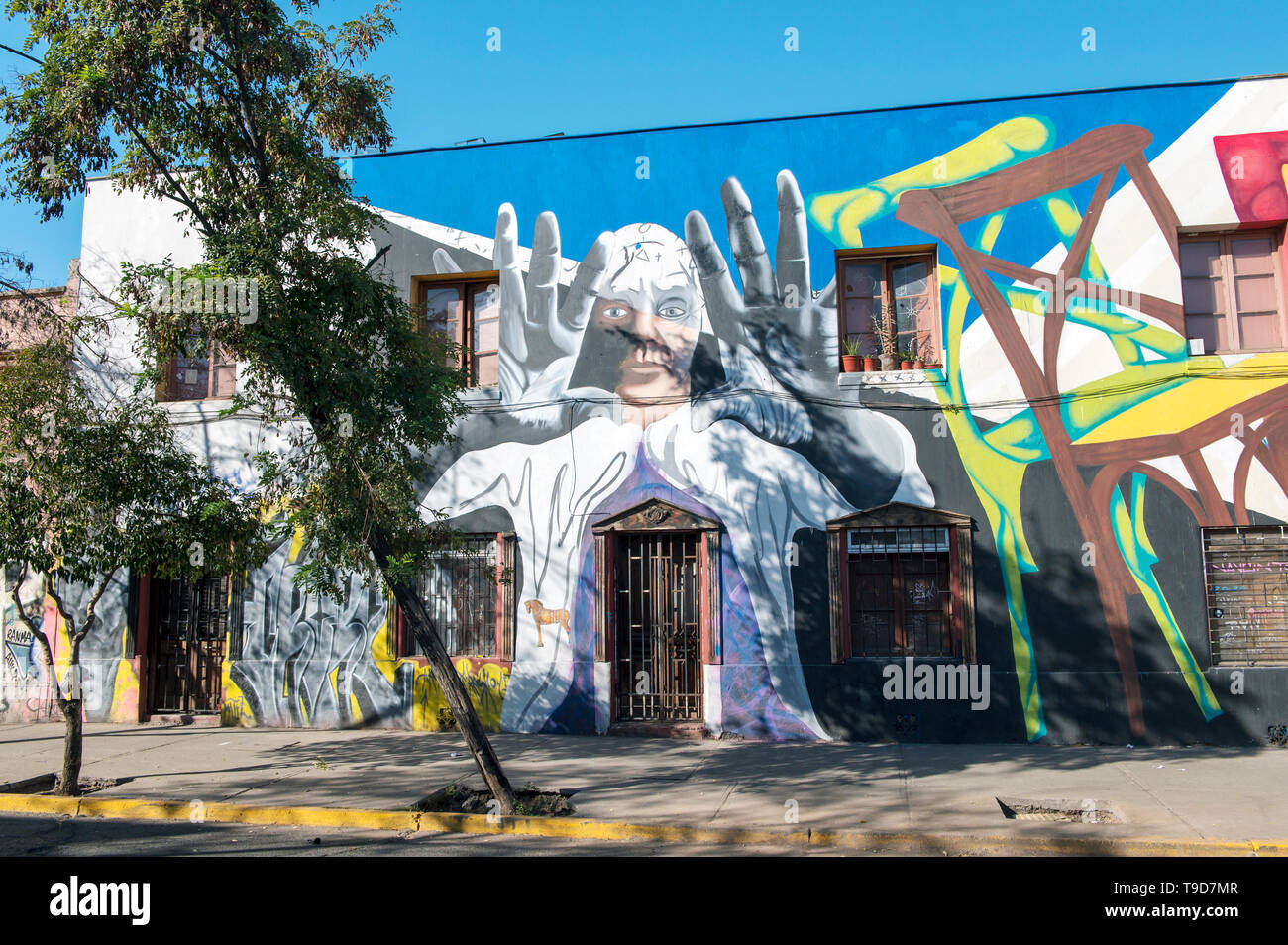 Street art mural, Barrio Bellavista, Santiago, Chile Stock Photo - Alamy