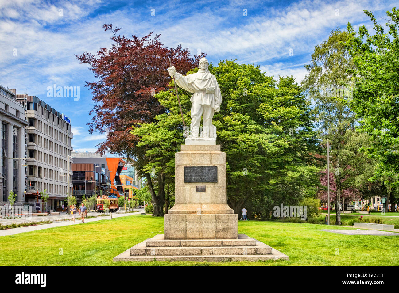 3 January 2019: Christchurch, New Zealand - Statue of Captain Robert ...