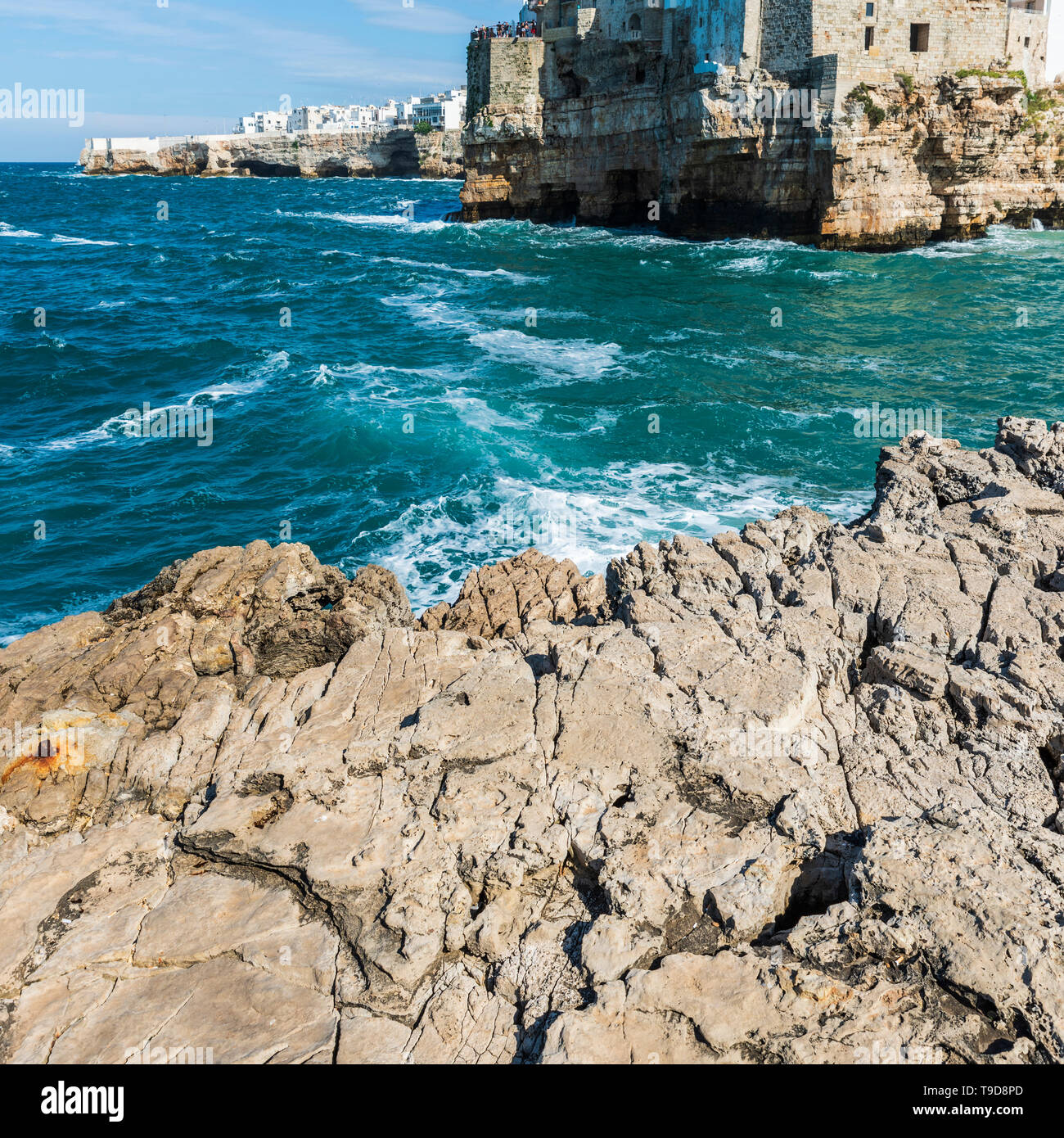 Polignano a mare. Dreamlike landscape between sea and history Stock ...