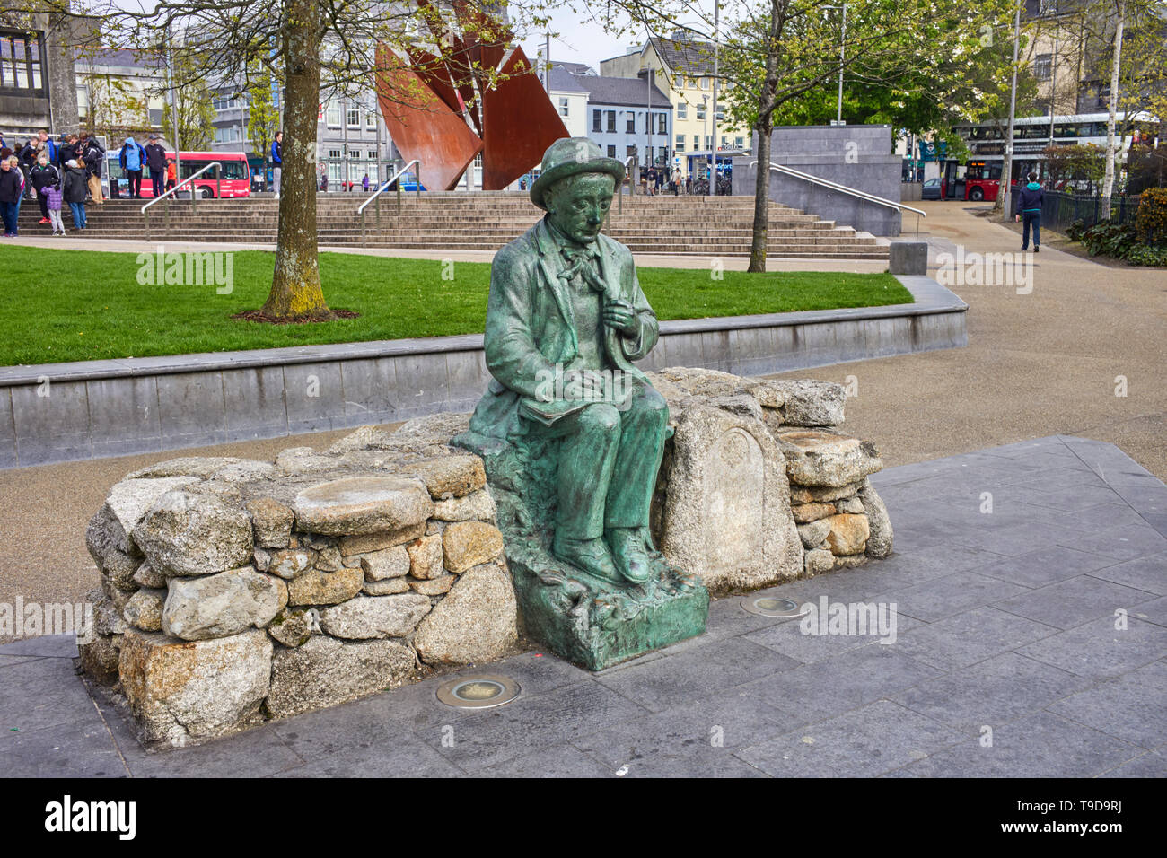Statue of Patrick O’Connor Irish language writer in Eyre Square, Galway ...