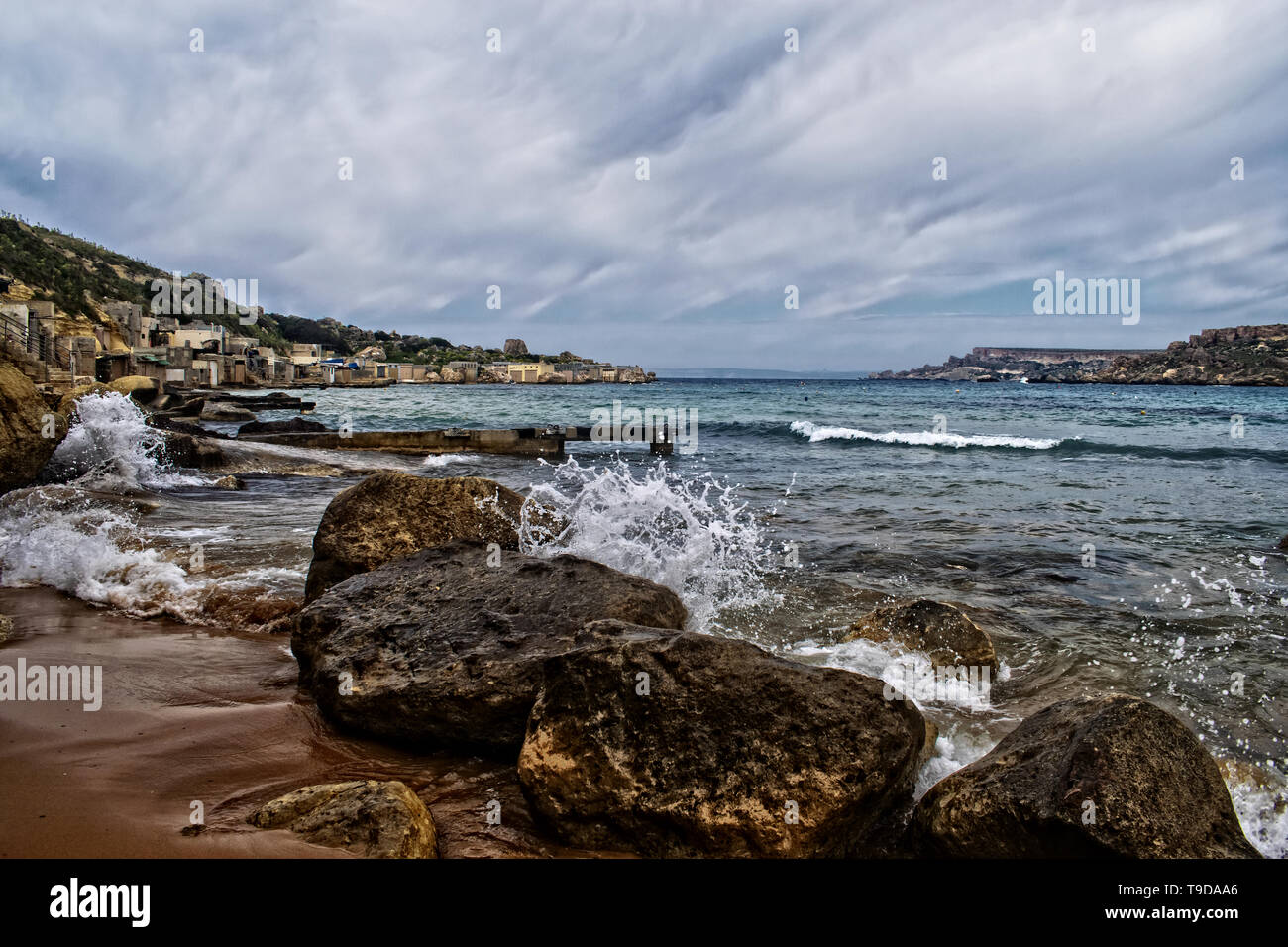 Let`s go to the Beach. A view of the beach, sea and coastline in Gnejna ...