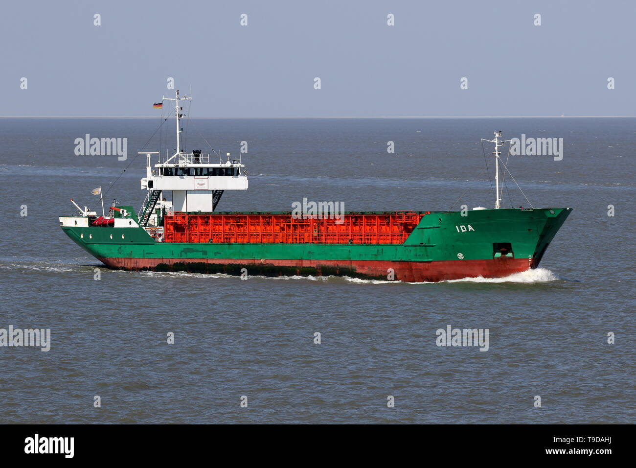 The cargo ship Ida passes on 15 April 2019 Cuxhaven and continues to ...