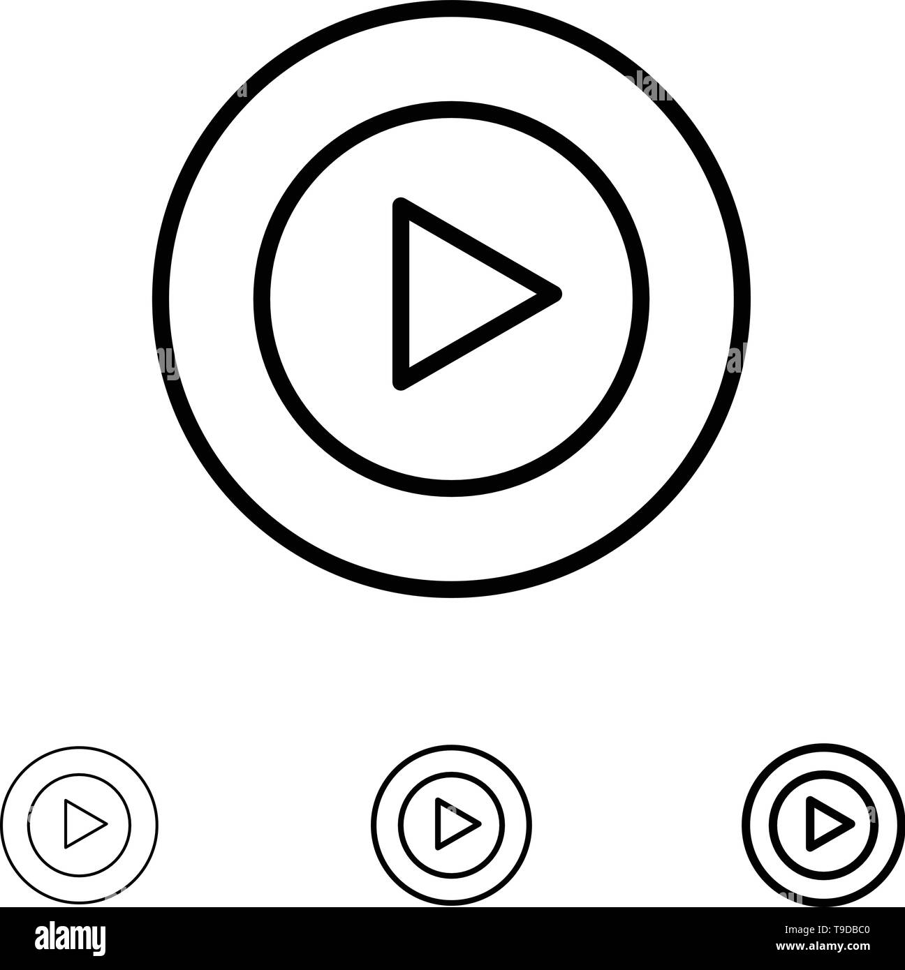 Studio, Play, Video, mp4 Bold and thin black line icon set Stock Vector ...