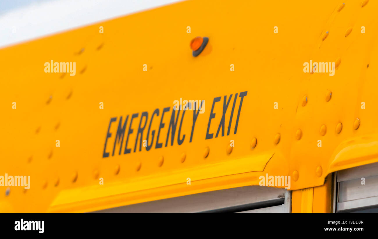 Bus emergency exit sign hi-res stock photography and images - Alamy