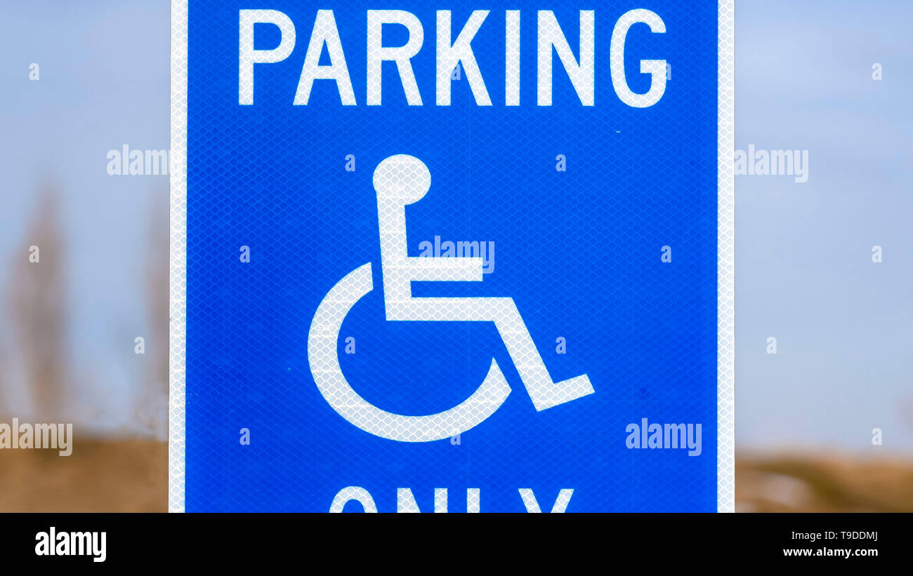 Panorama Blue Reserved Parking Van Accessible sign with a man on a ...