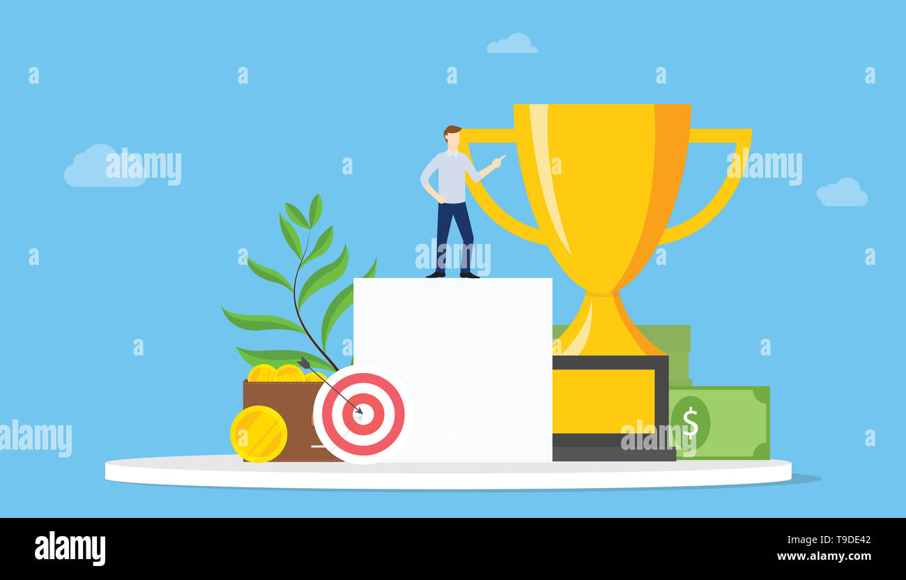 high goals personal target concept with people and achievement and dart ...