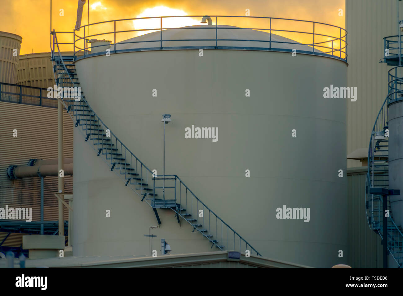 Cylindrical container at a Power Plant in Utah Valley against sky at ...