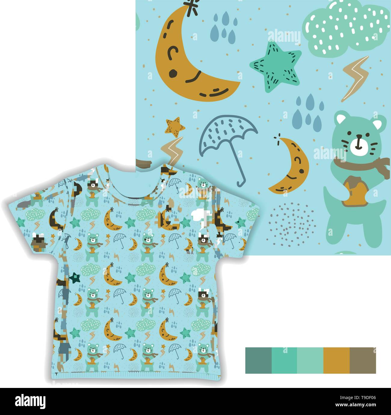 rainy childish seamless pattern vector illustration - vector Stock ...