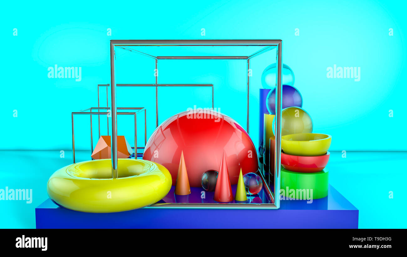 three-dimensional composition of different shapes. abstract. 3D ...