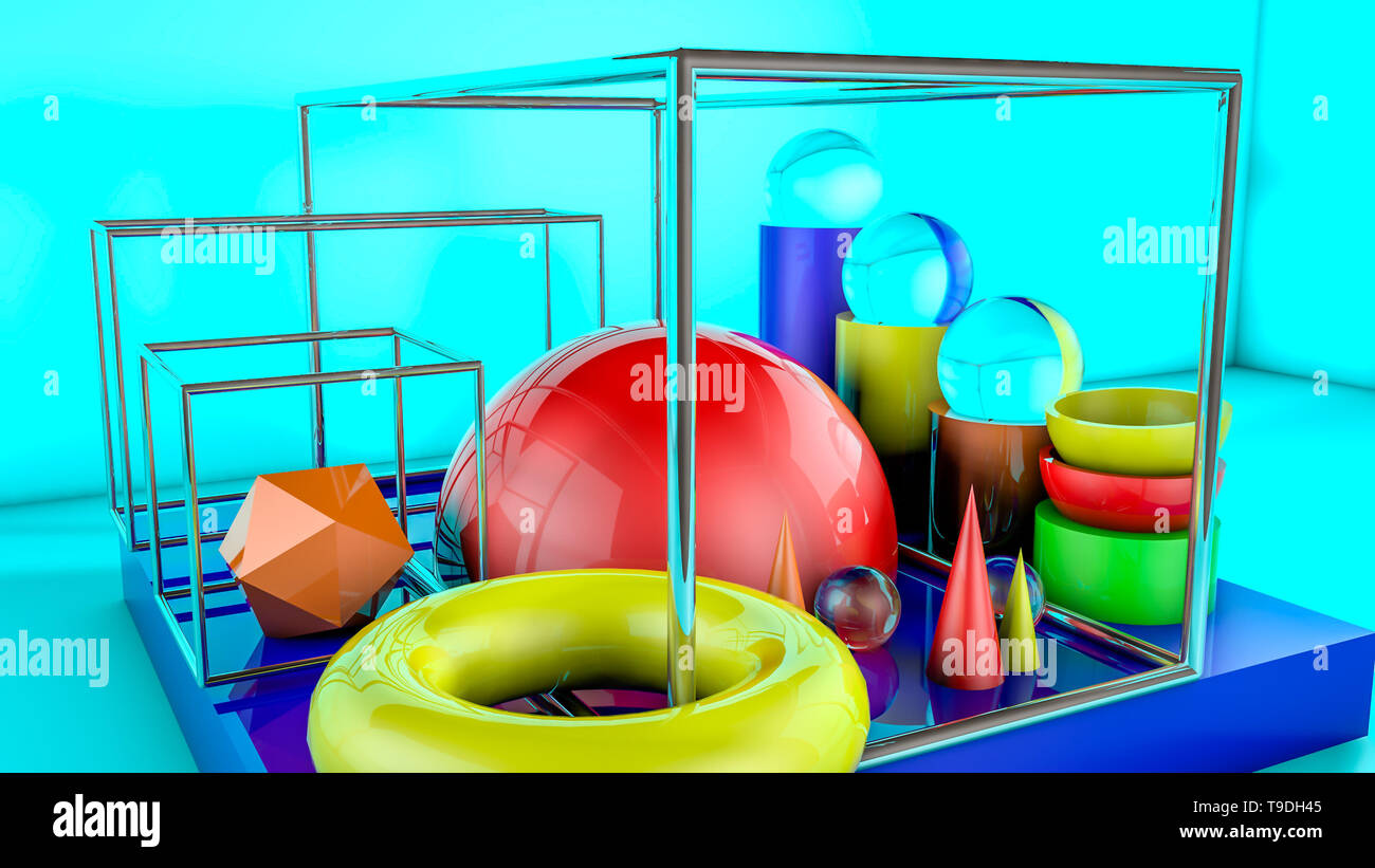 three-dimensional composition of different shapes. abstract. 3D ...