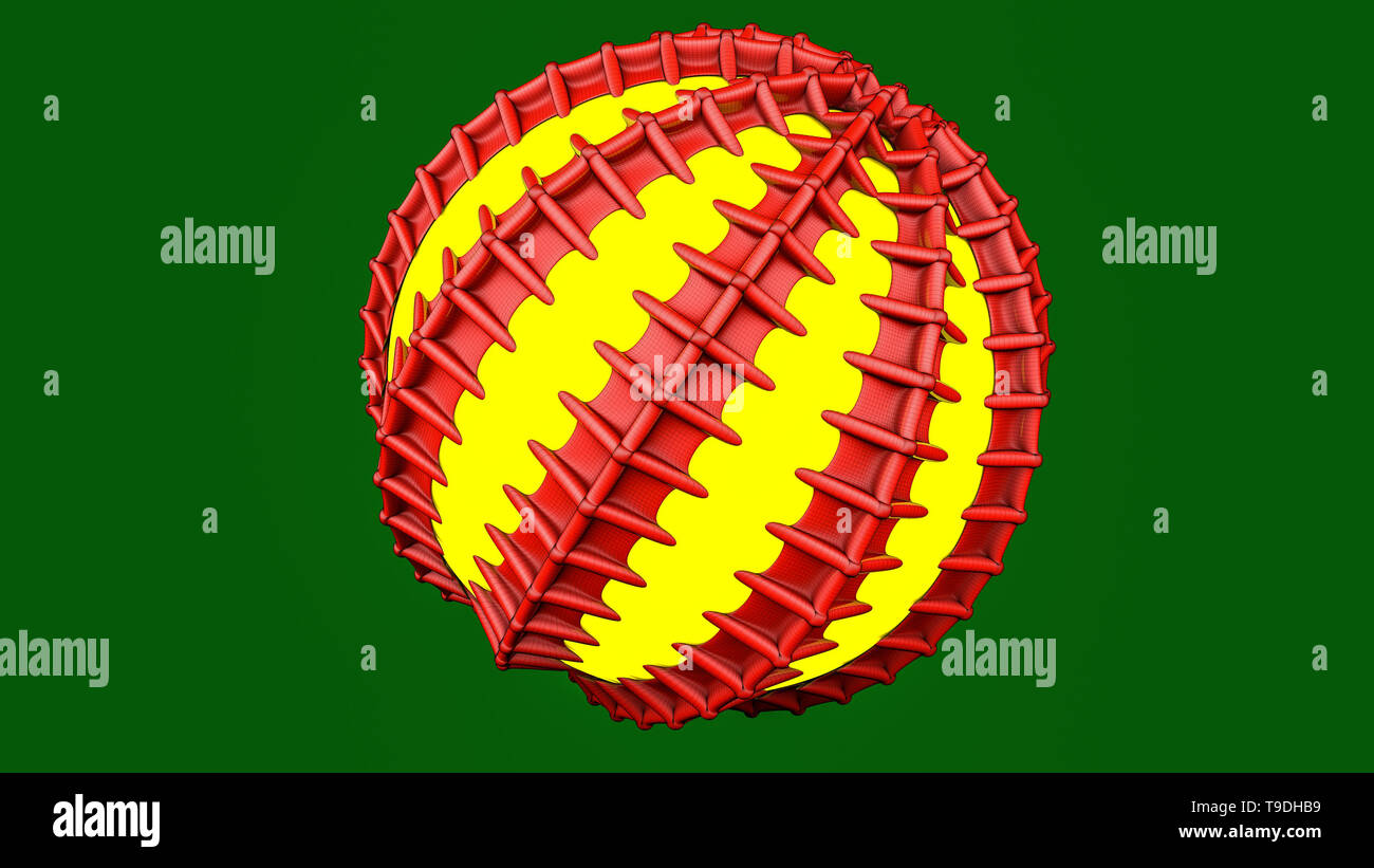 three-dimensional model of the abstract sphere. on a green. 3D ...