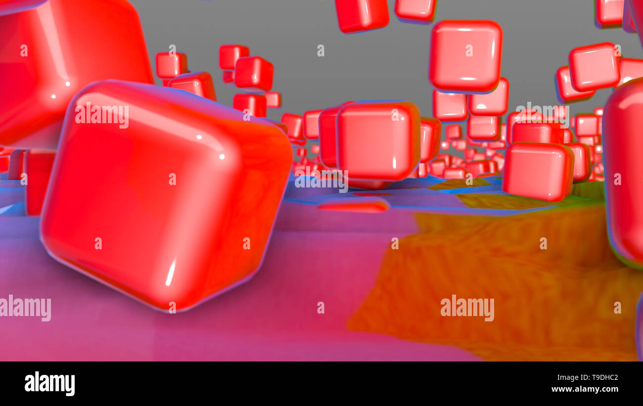 red three-dimensional cubes. background. 3D rendering Stock Photo - Alamy