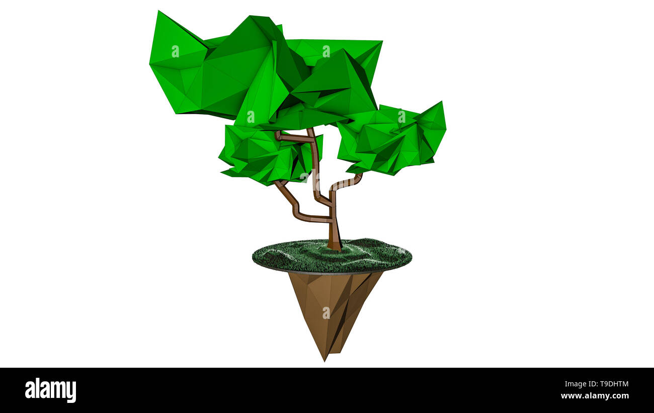 low poly wood on stand. 3D rendering Stock Photo - Alamy