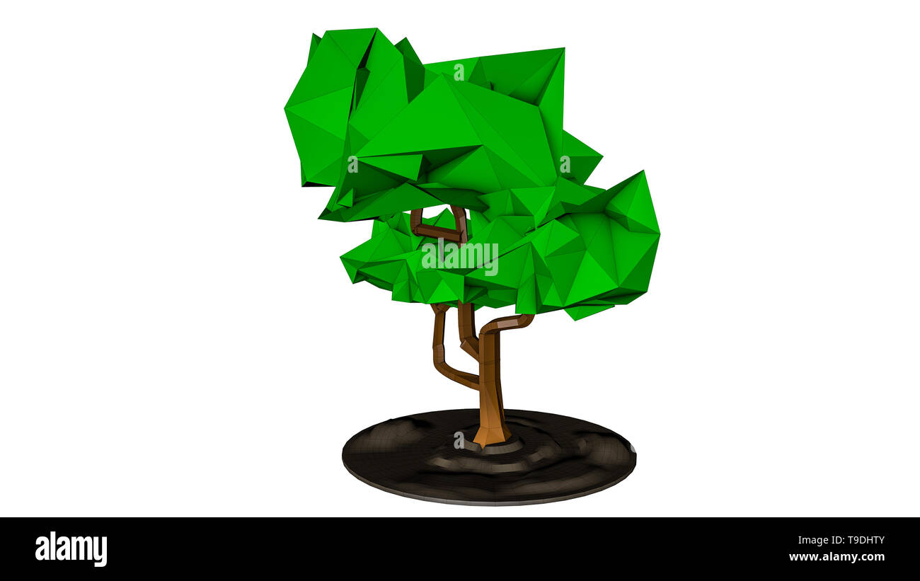 low poly wood on stand. 3D rendering Stock Photo - Alamy