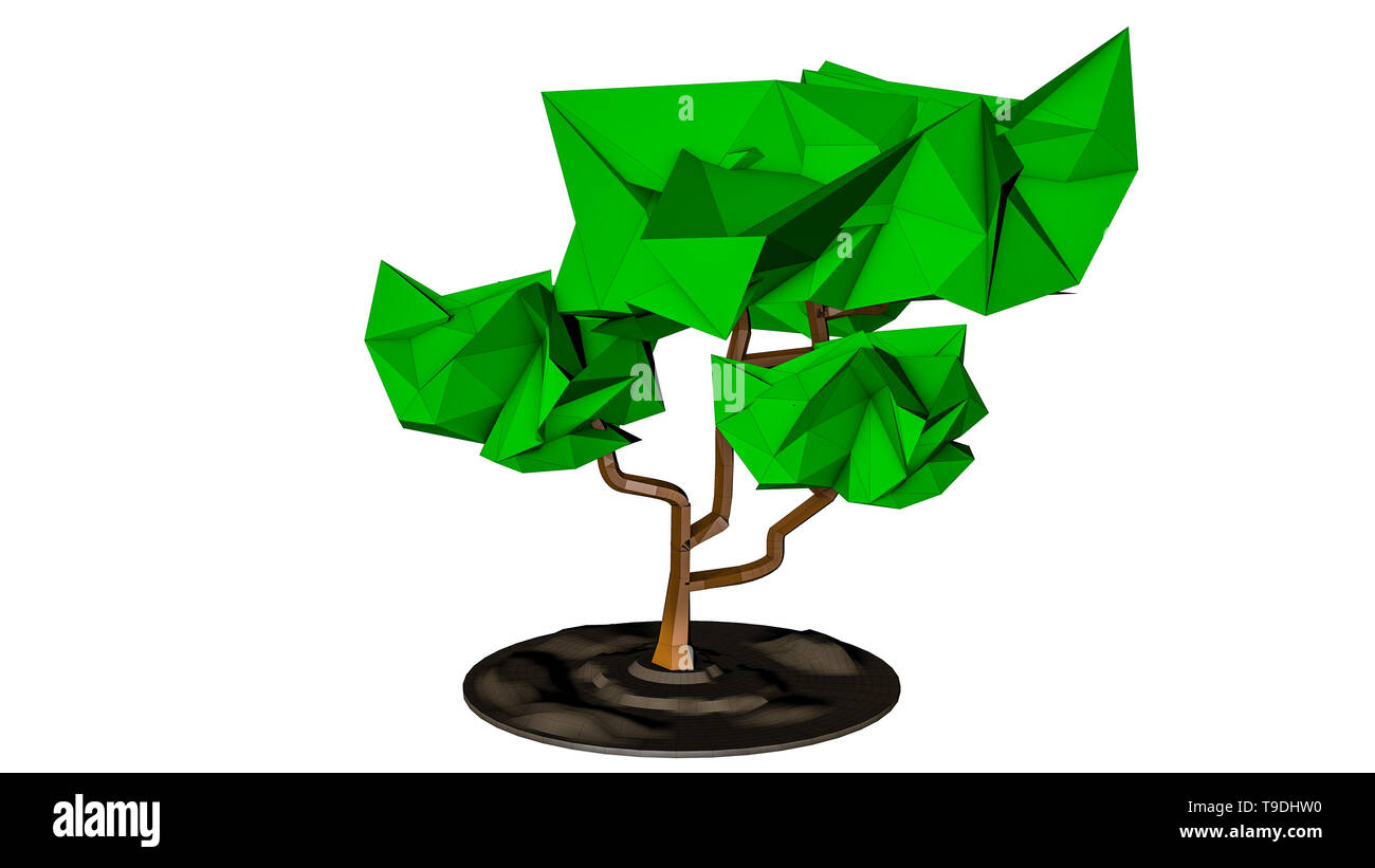 low poly wood on stand. 3D rendering Stock Photo - Alamy