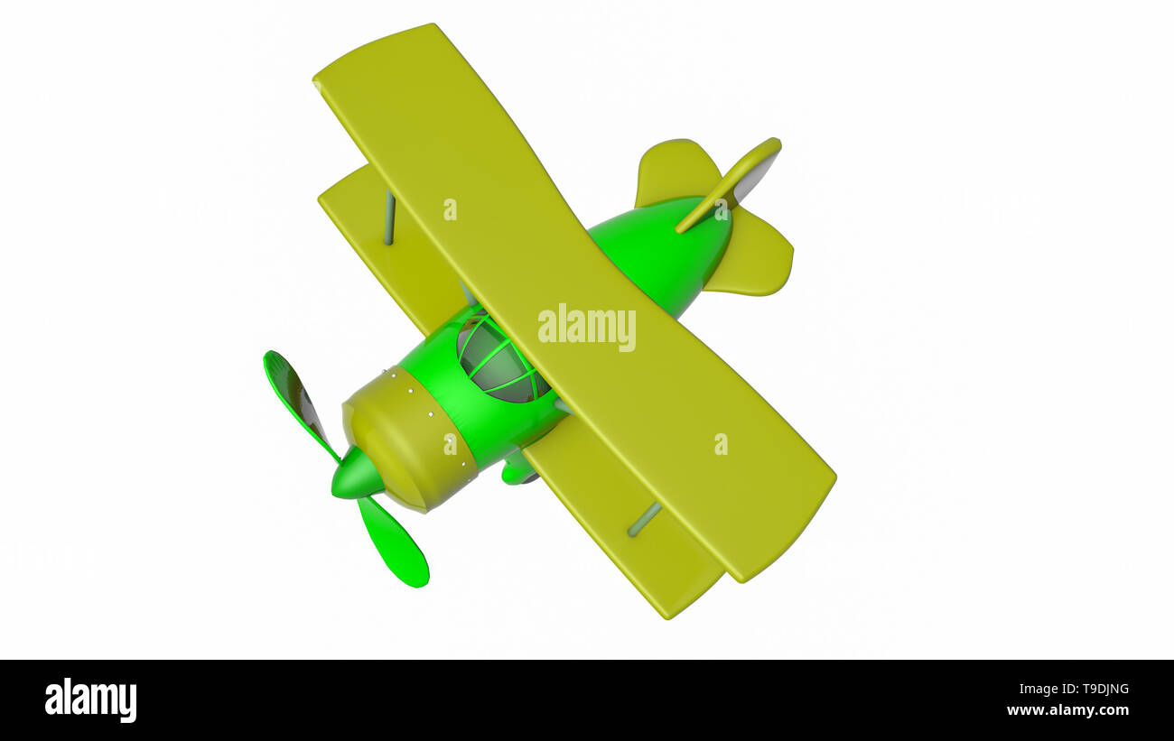 model of a toy biplane on a white background. 3D rendering Stock Photo ...