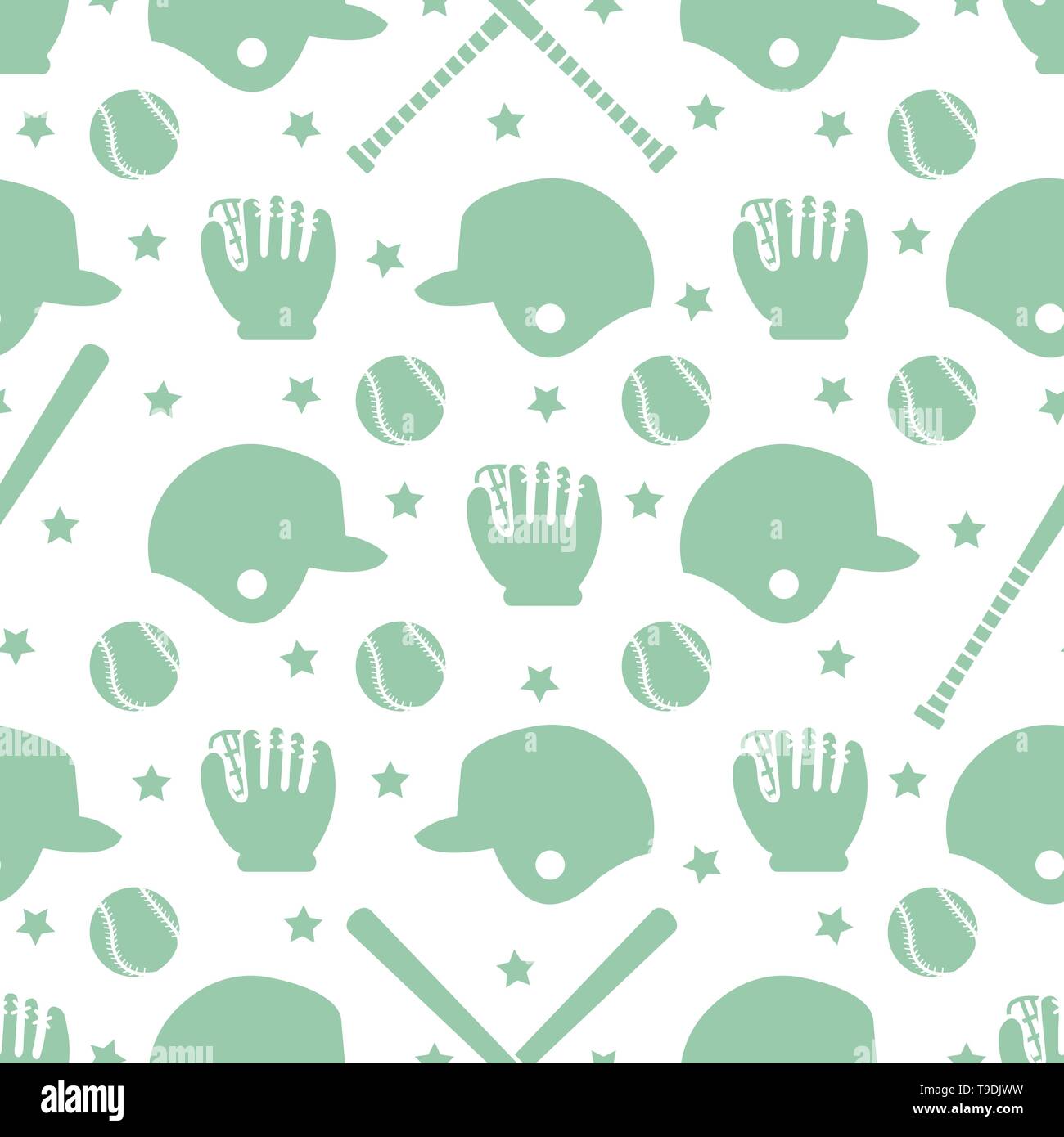 Vector seamless pattern with baseball bats, ball, helmet, baseball ...