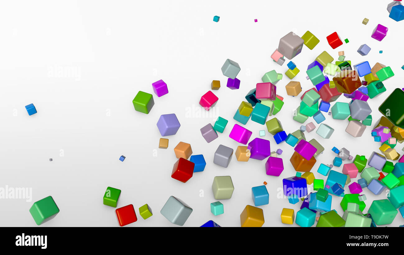 Multi-colored cubes on a white background. illustration. 3d rendering ...