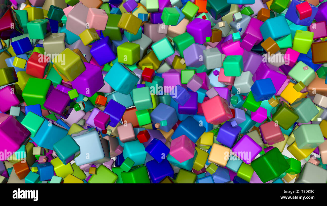 Multi-colored cubes on a white background. illustration. 3d rendering ...