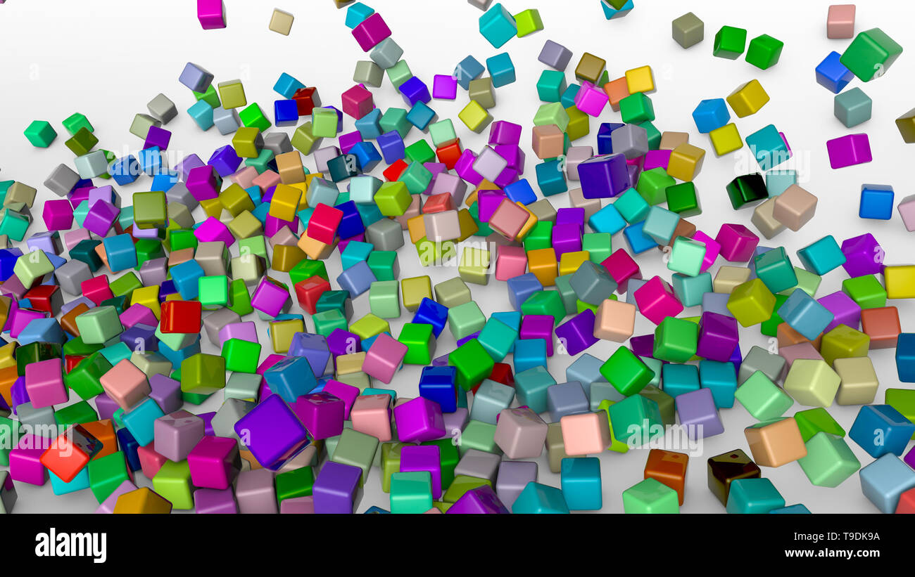 Multi-colored cubes on a white background. illustration. 3d rendering ...